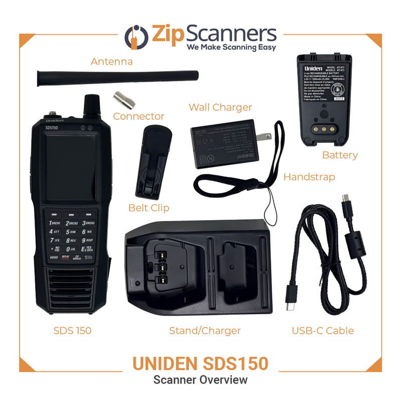 Uniden SDS150 Police Scanner Radio | Uniden Digital Handheld Scanner